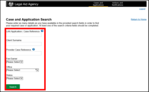 CCMS Provider: Search for a Case/Application – Legal Aid Learning