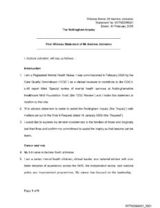 WITN0399001 – First Witness Statement of Andrew Johnston – The ...